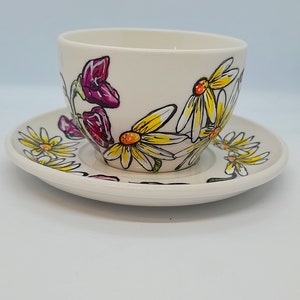 April Birth Flowers Hand Painted Tea Set for One, Daisies and Sweet ...