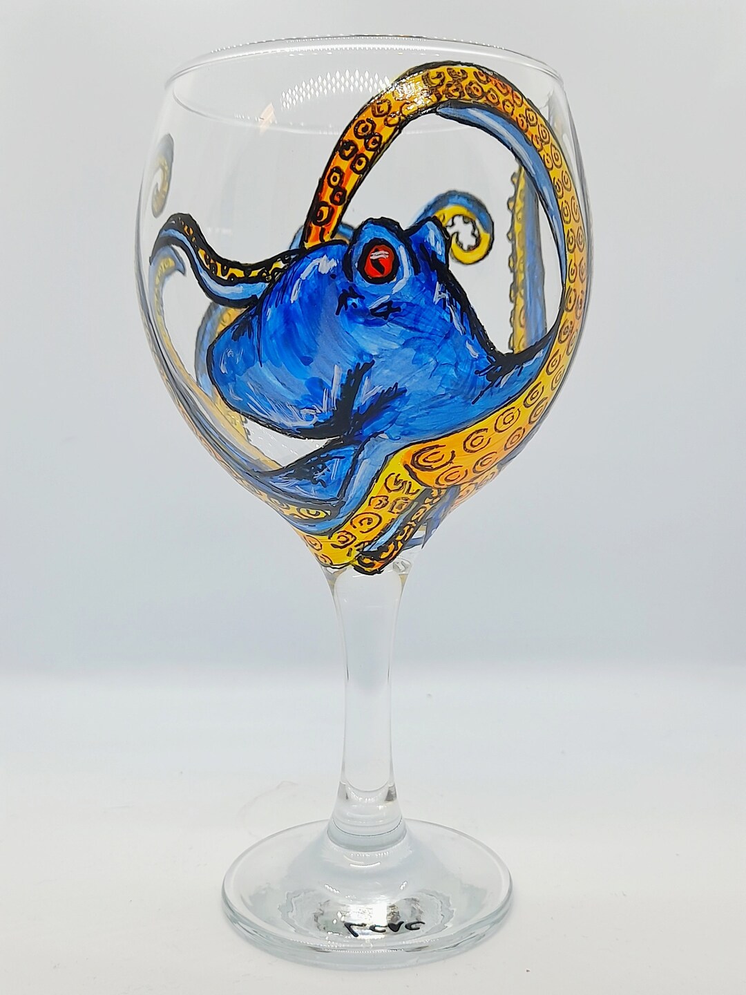 Octopus Gin Glass, Hand Painted Gin Glass, Cephalopod Lovers, Octopus ...