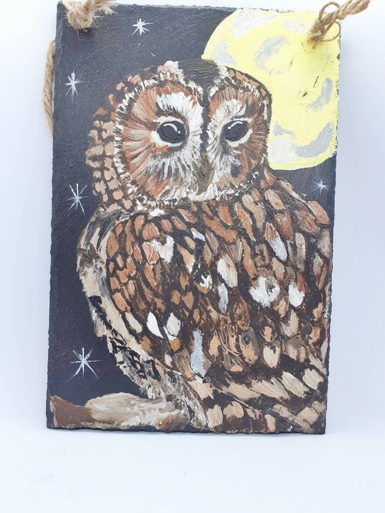 Hand Painted Owl Slate Wall Hanging Owl Art Original - Etsy