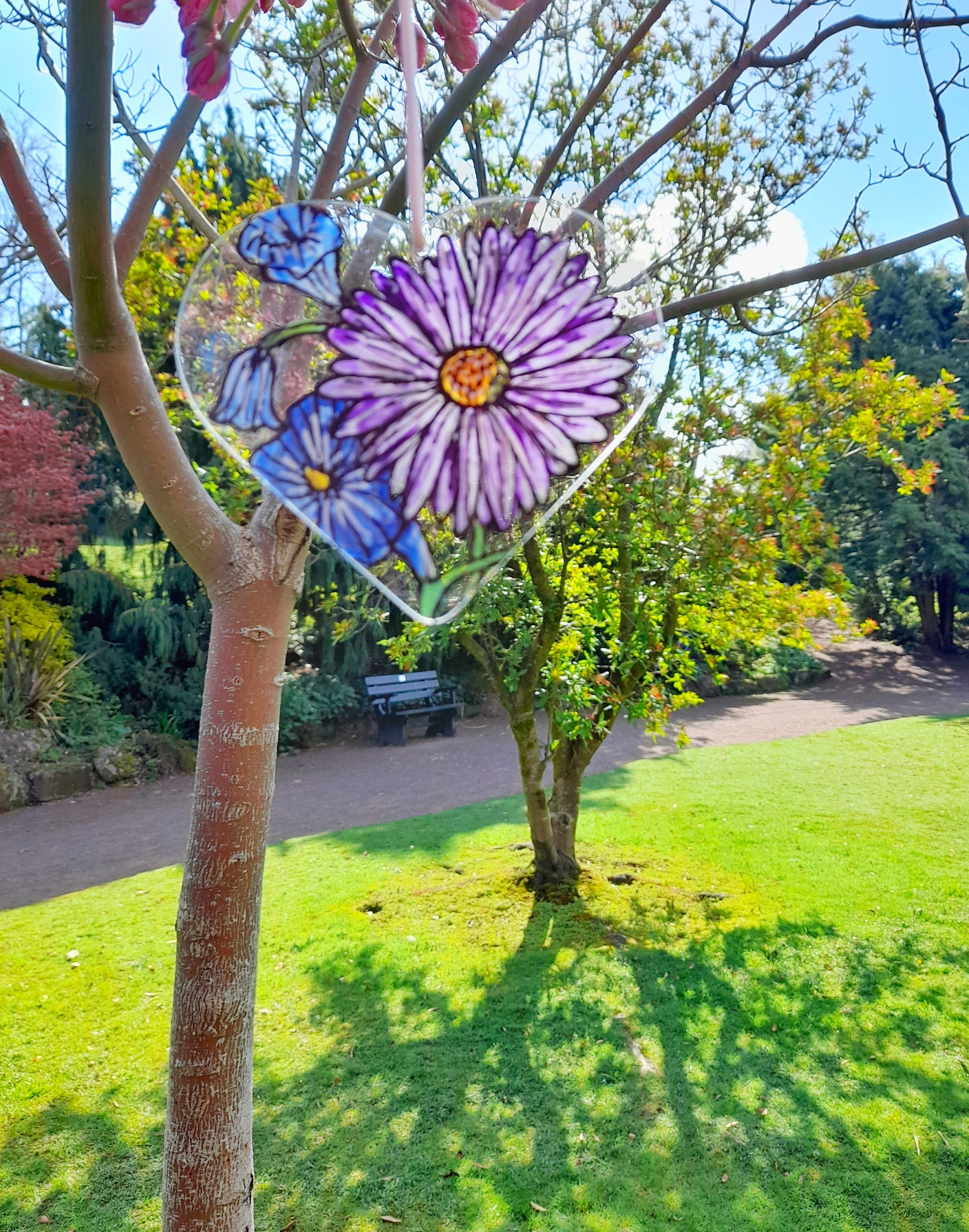 September Birth Flower Sun Catcher,aster and Morning Glory,birth Flower ...