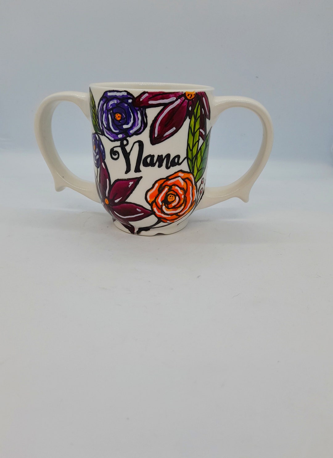 Hand Painted Dignity Mug, Personalised Mug, Double Handled Mug ...