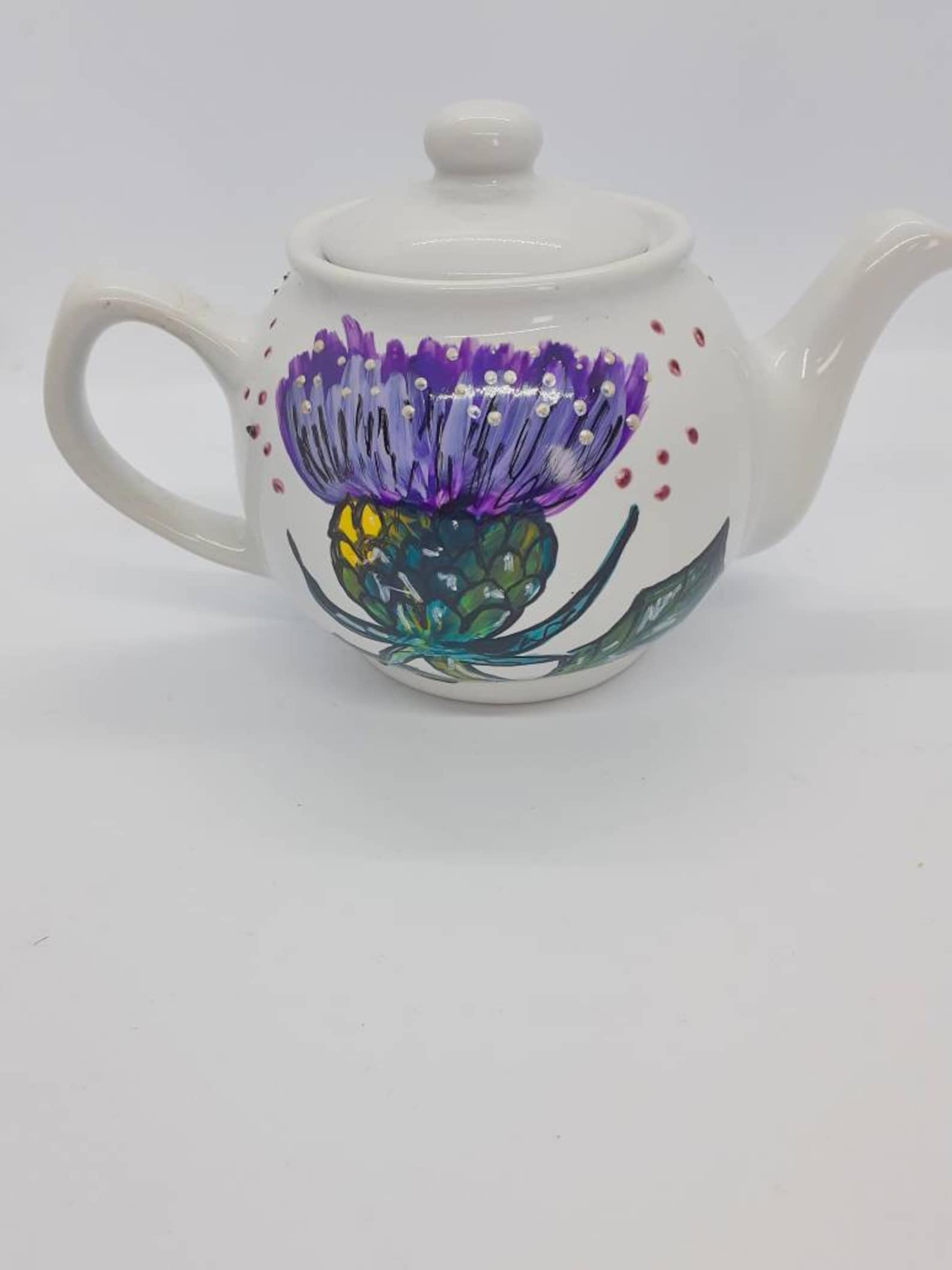 Hand Painted Thistle Tea Set Flower of Scotland Tea Set | Etsy
