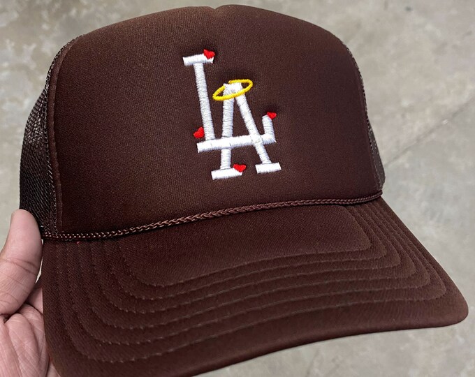 LA Trucker Hat Los Angeles Baseball Hat Cap Hearts - Etsy
