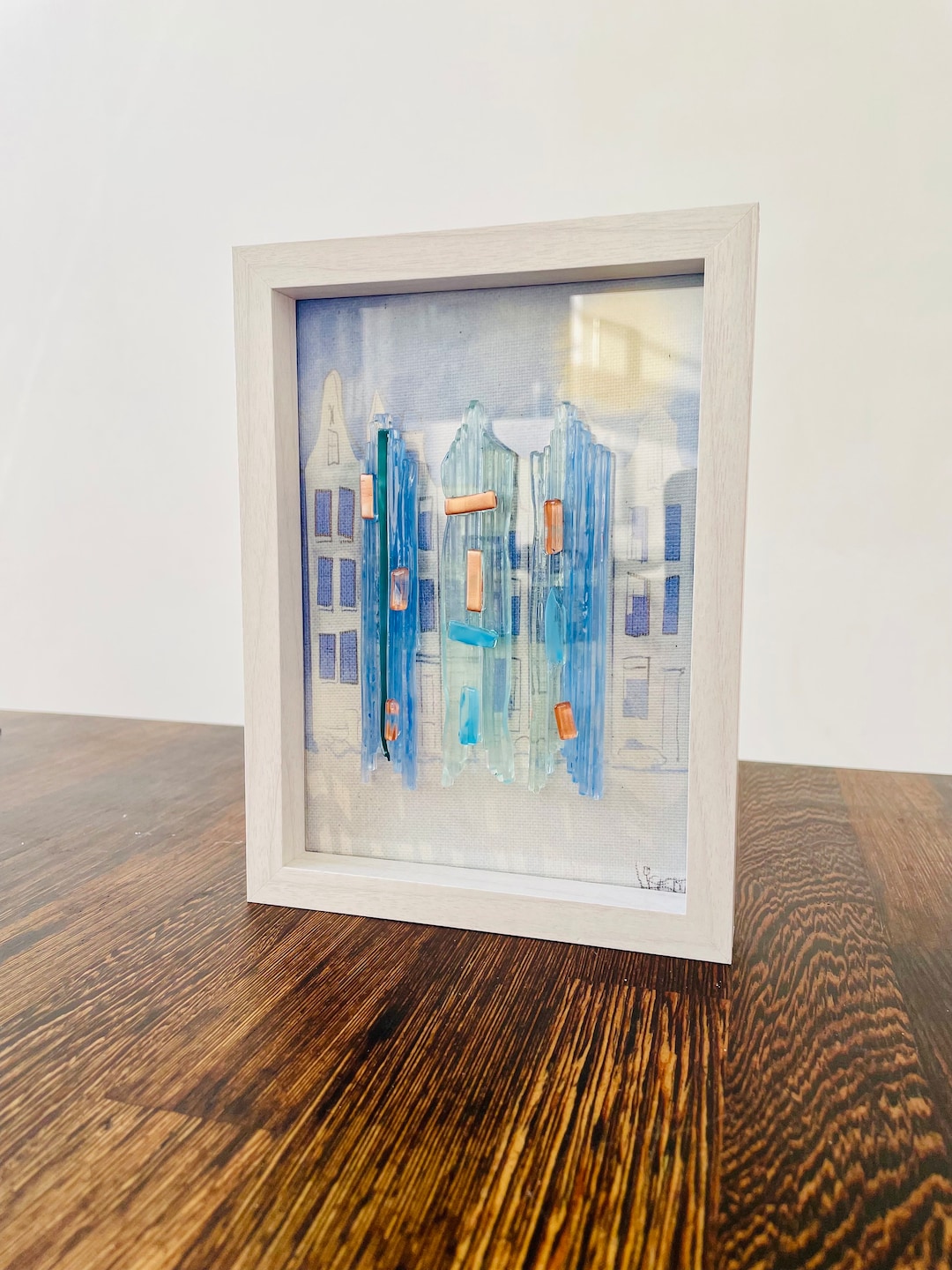 3 Dutch Glass Houses Canal Houses as Glass Sculpture Framed With ...