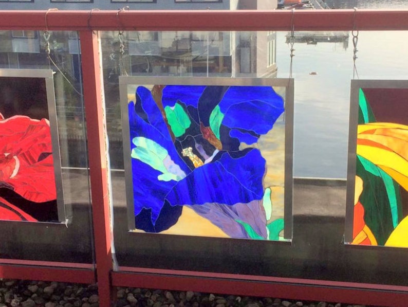 Enzian Flower 52x52 cm Glass Art Mosaic Window panels | Etsy