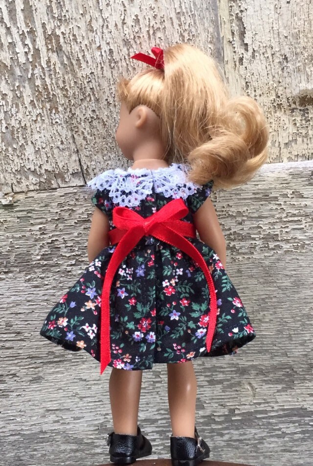6 Mini Doll Clothes: Floral Print Dress With Lace Collar - Etsy