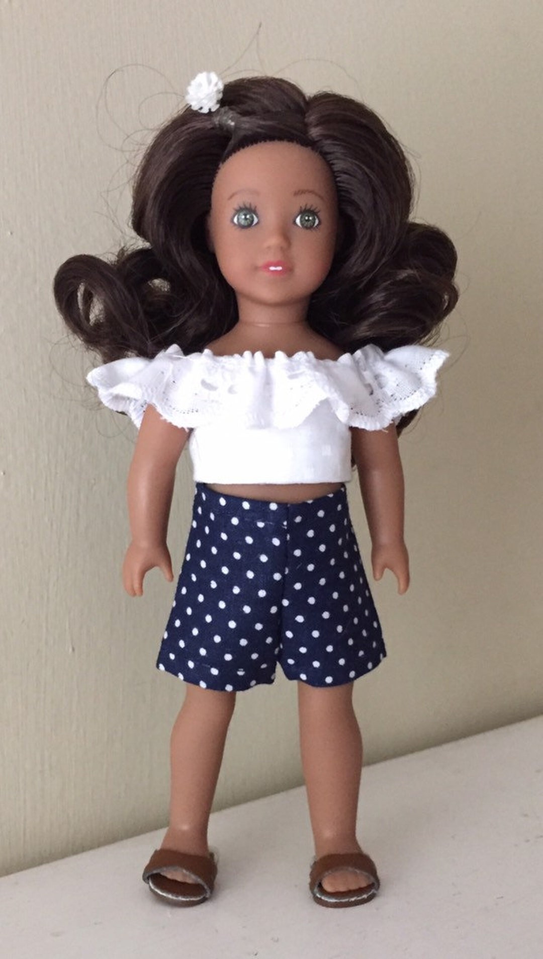 Six Inch Mini Doll Clothes: White Ruffle Top and Polka Dot Shorts - Etsy
