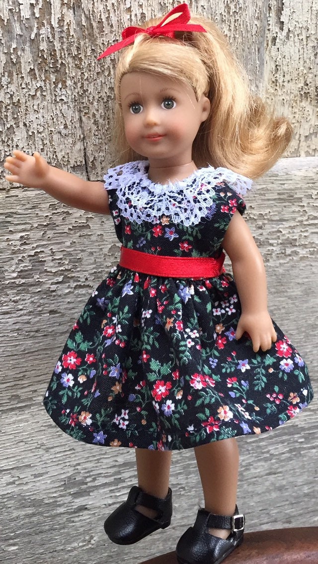 6 Mini Doll Clothes: Floral Print Dress With Lace Collar - Etsy
