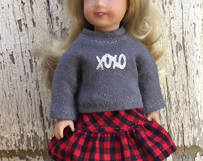 Doll Clothes for 6" Mini Dolls: Plaid Skirt With Graphic Turtleneck Top ...