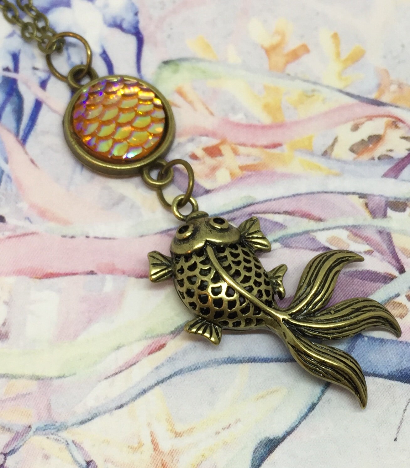 Koi Fish Necklace Pendantkoi Pendant With Orange Scaleskoi - Etsy