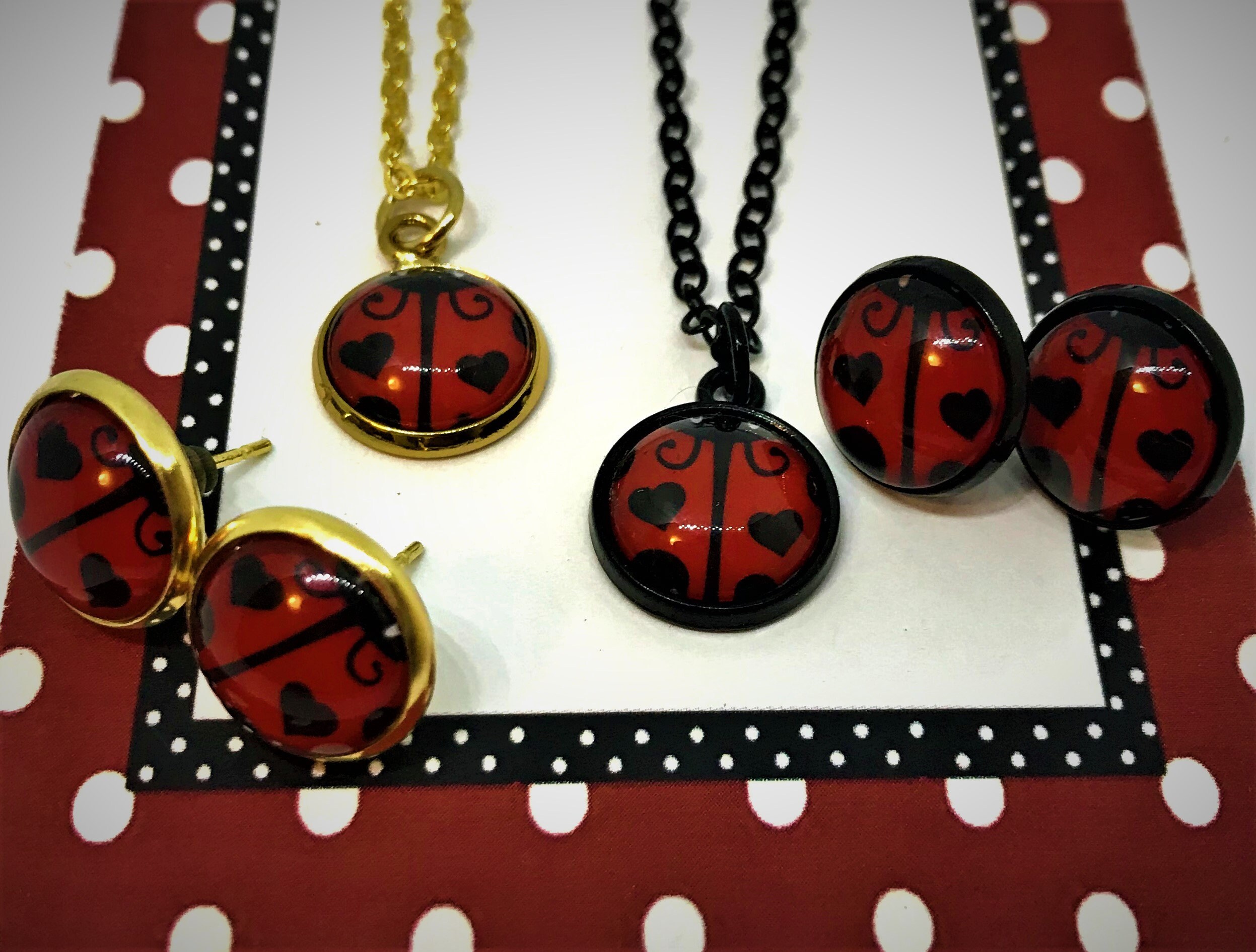 Ladybug Necklace,ladybug Earrings,ladybug Jewelry,red Ladybug,gifts for ...
