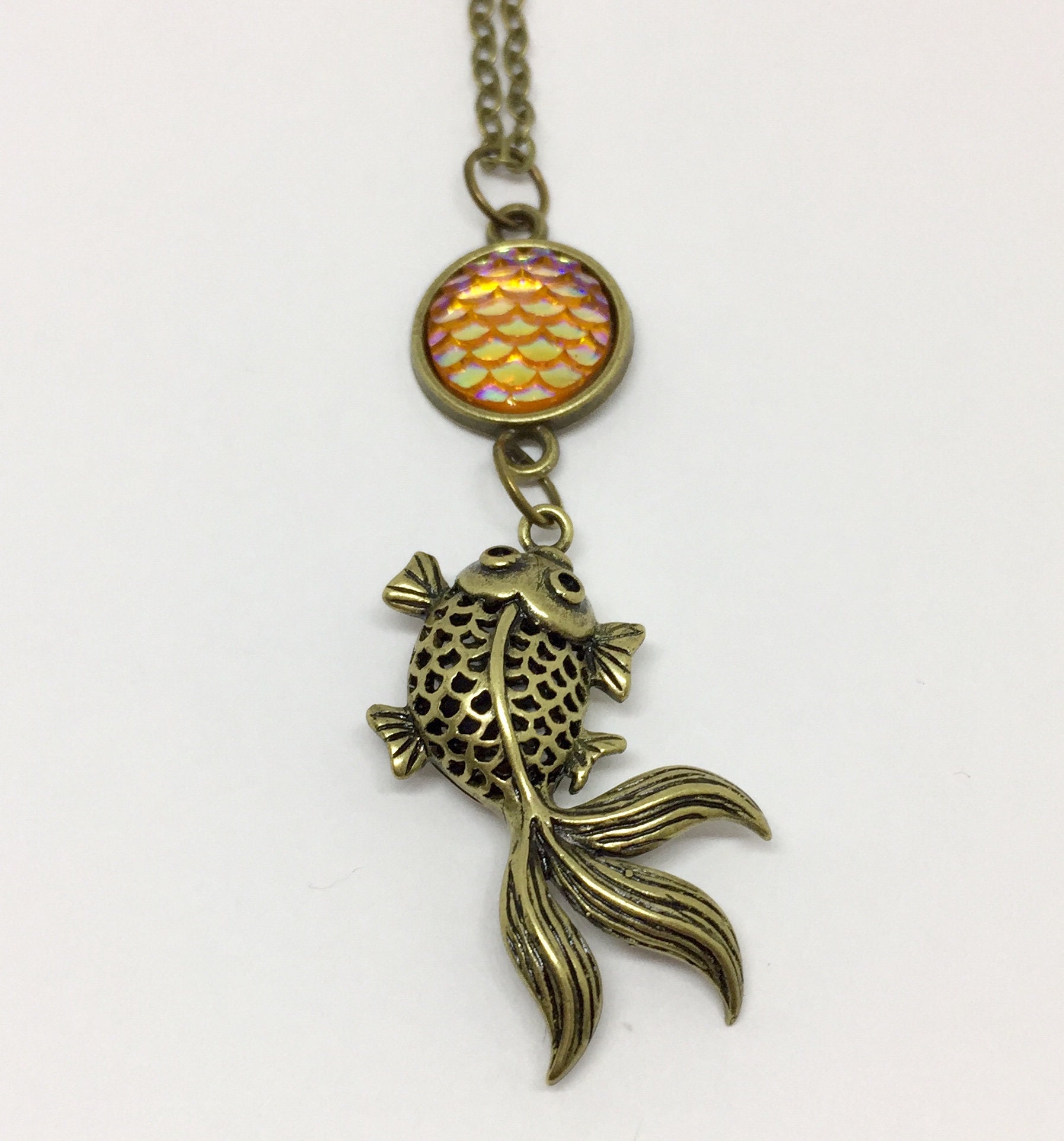 Koi Fish Necklace Pendantkoi Pendant With Orange Scaleskoi - Etsy