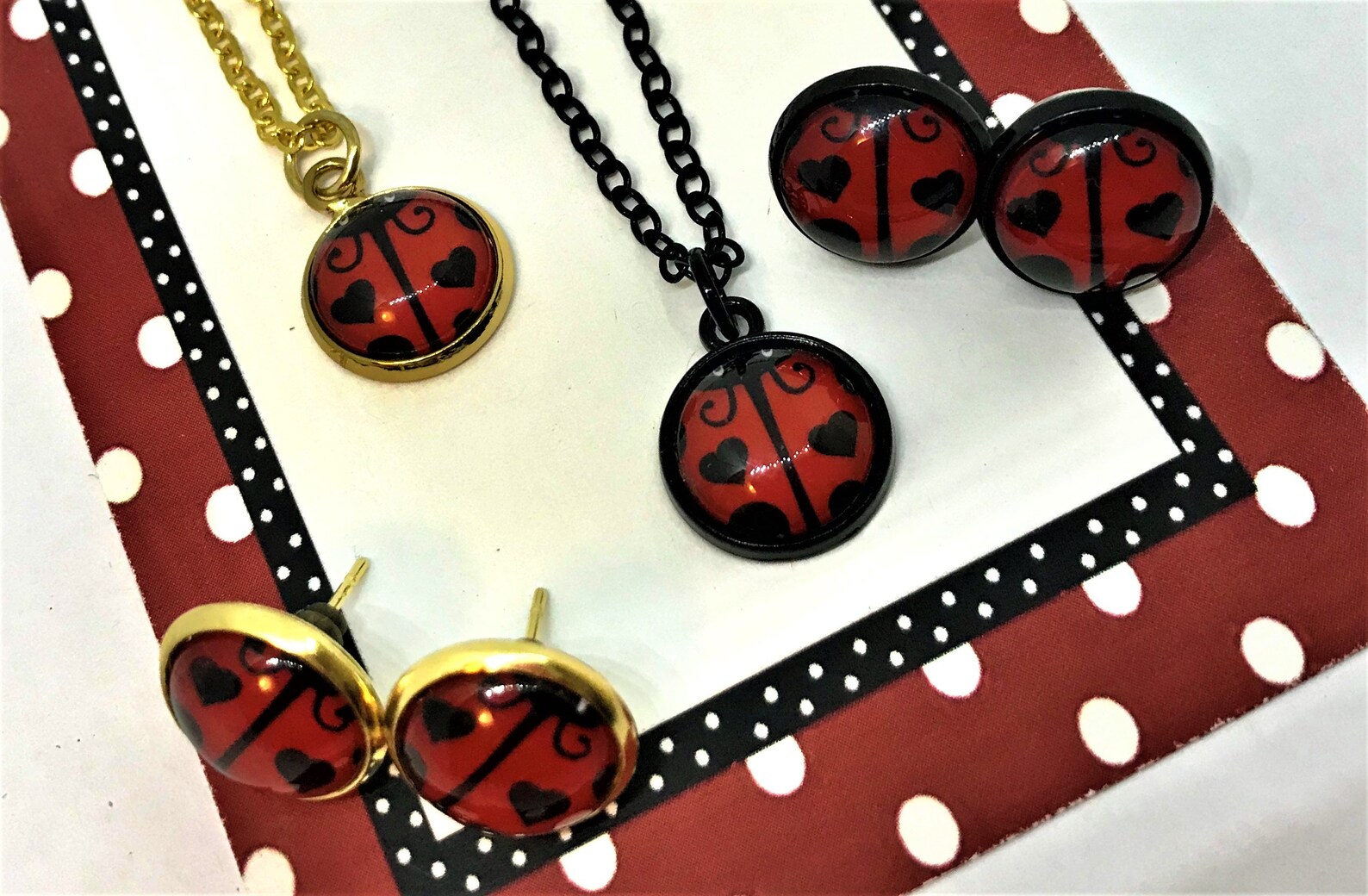 Ladybug Necklace,ladybug Earrings,ladybug Jewelry,red Ladybug,gifts for ...