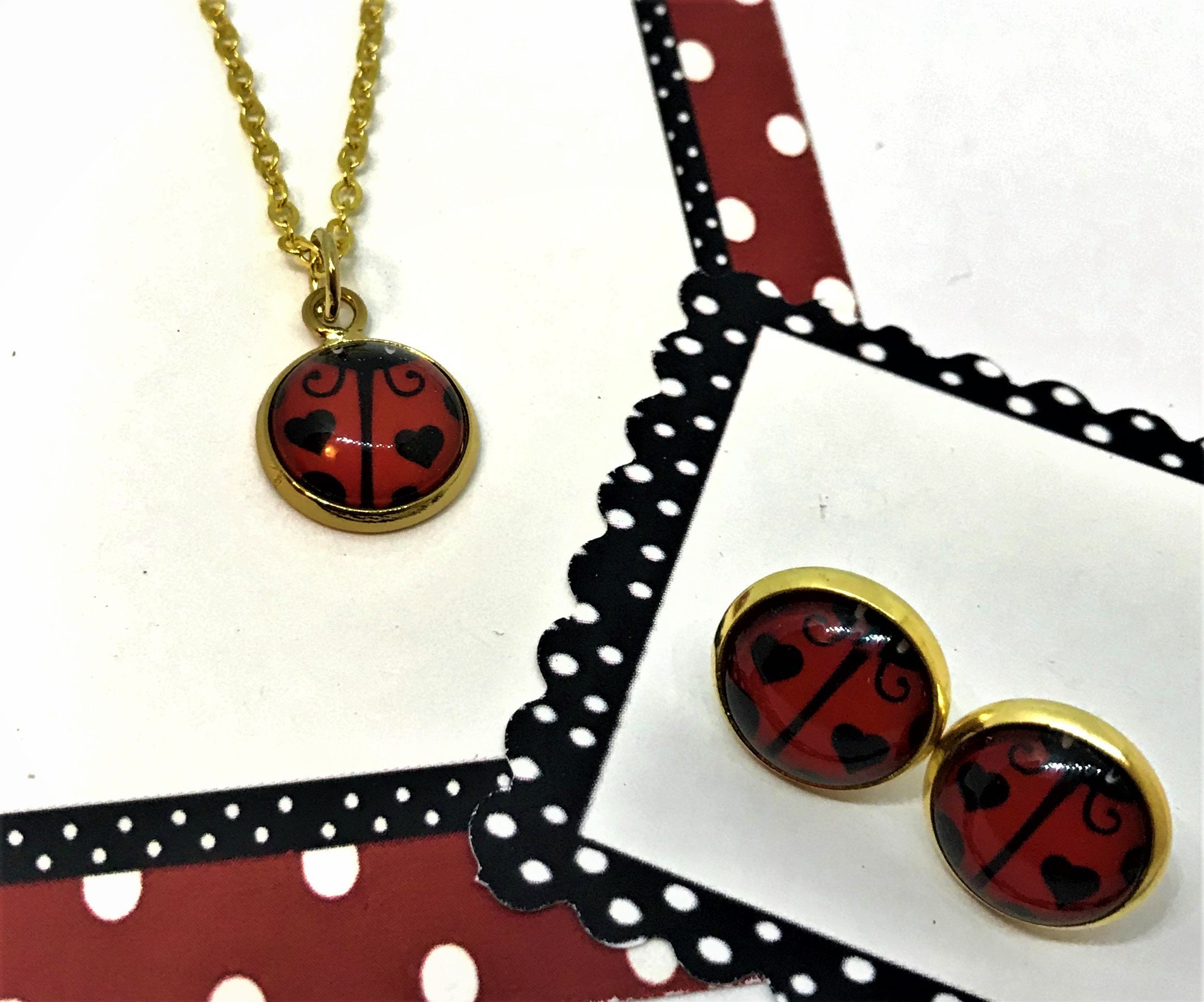 Ladybug Necklace,ladybug Earrings,ladybug Jewelry,red Ladybug,gifts for ...