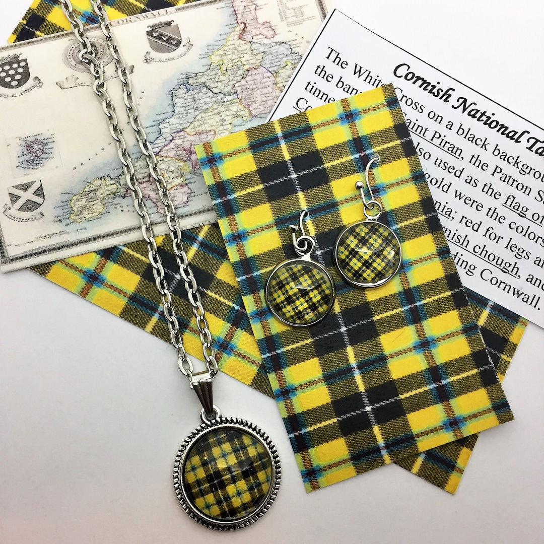 Cornish Petite Tartan Jewelry, Cornish Necklace, Cornish Earrings ...
