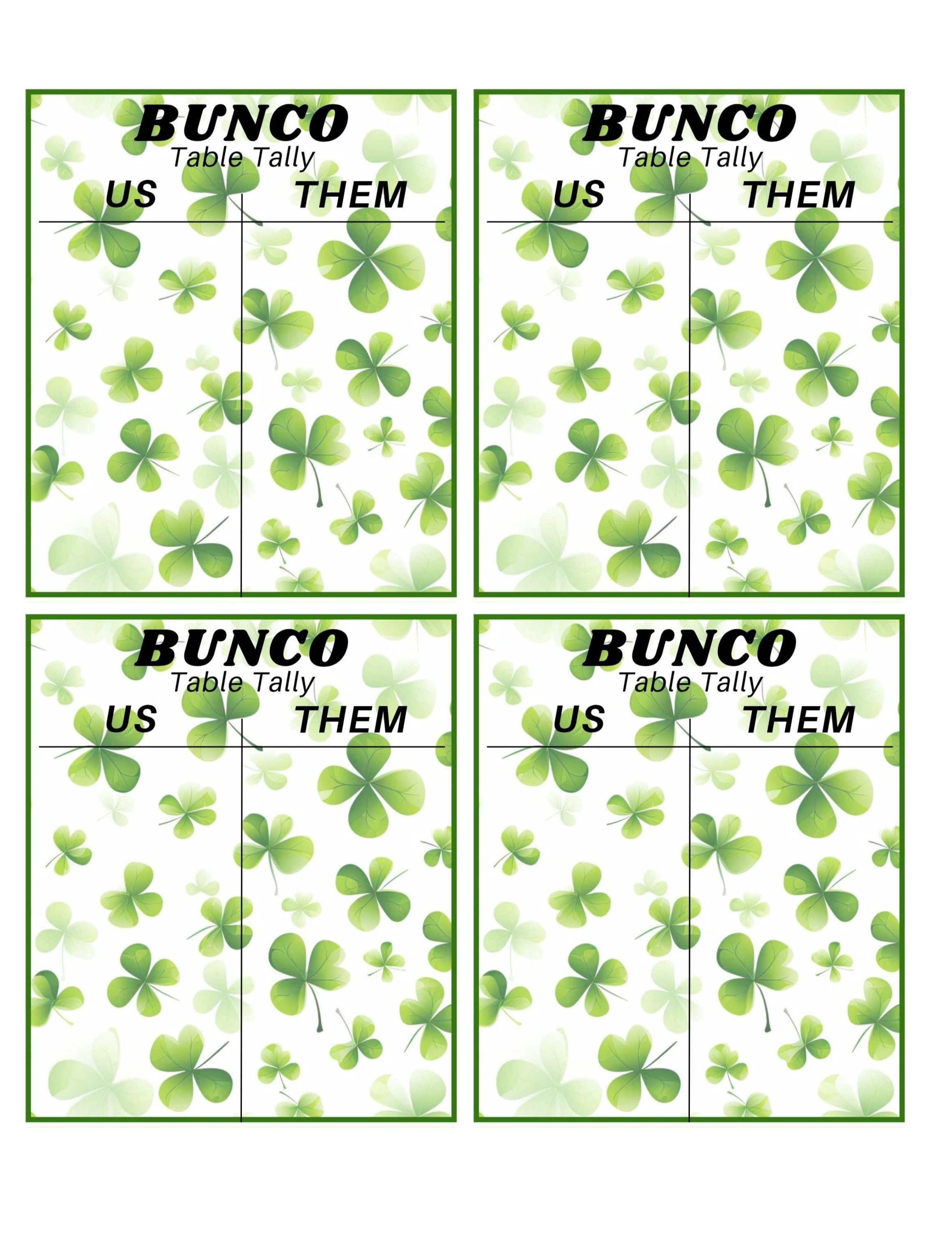 March St. Patrick's Day Bunco Scorecard & Tally Sheet Printable - Etsy