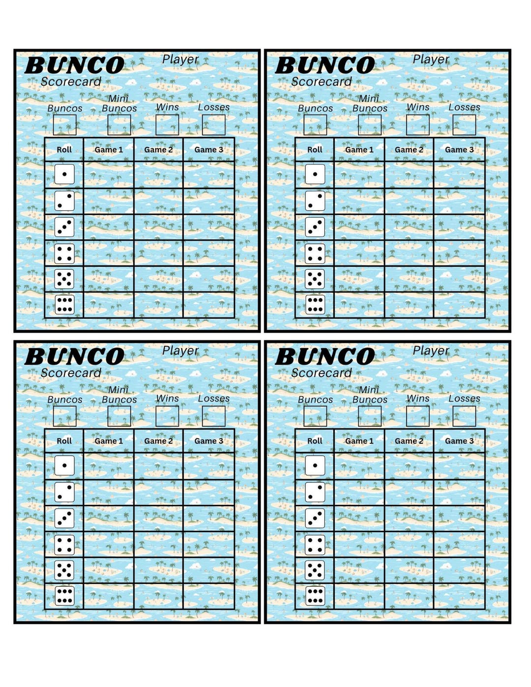 June Summer Bunco Scorecard & Table Tally Printable - Etsy