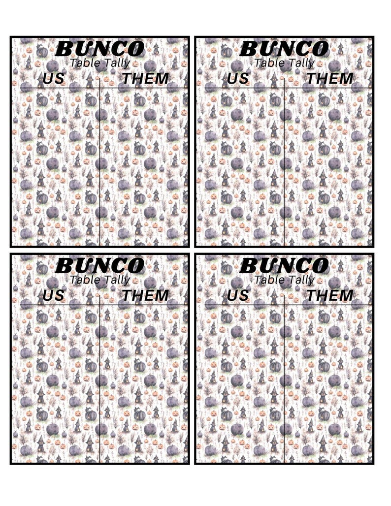 October Halloween Bunco Table Tally & Scorecard Printable - Etsy