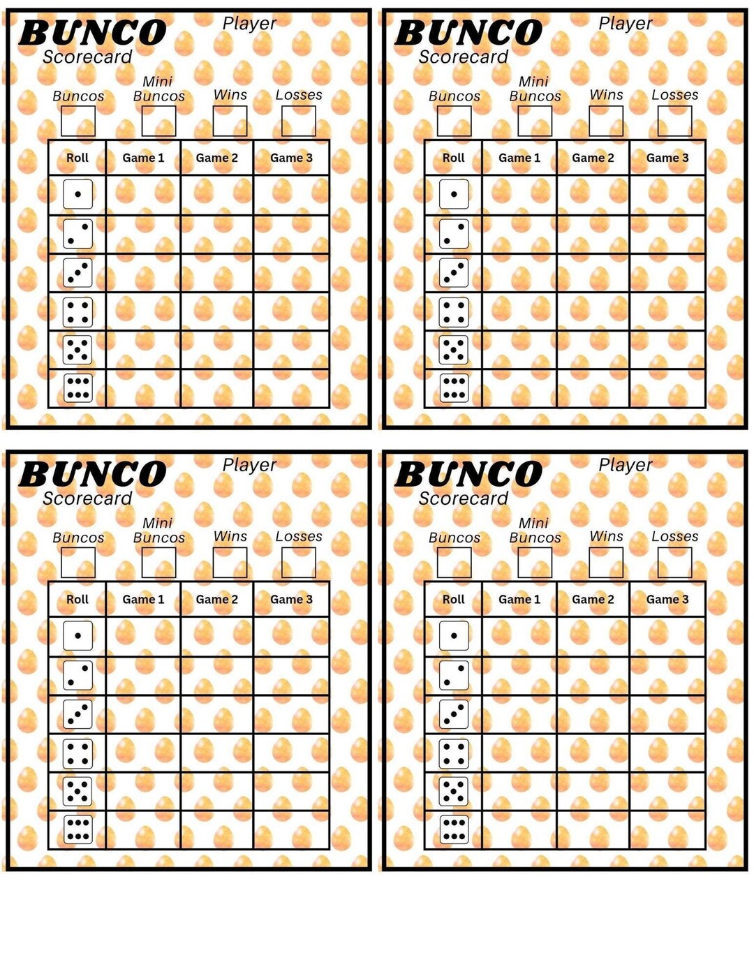 April Easter Bunco Scorecard & Table Tally Printable - Etsy