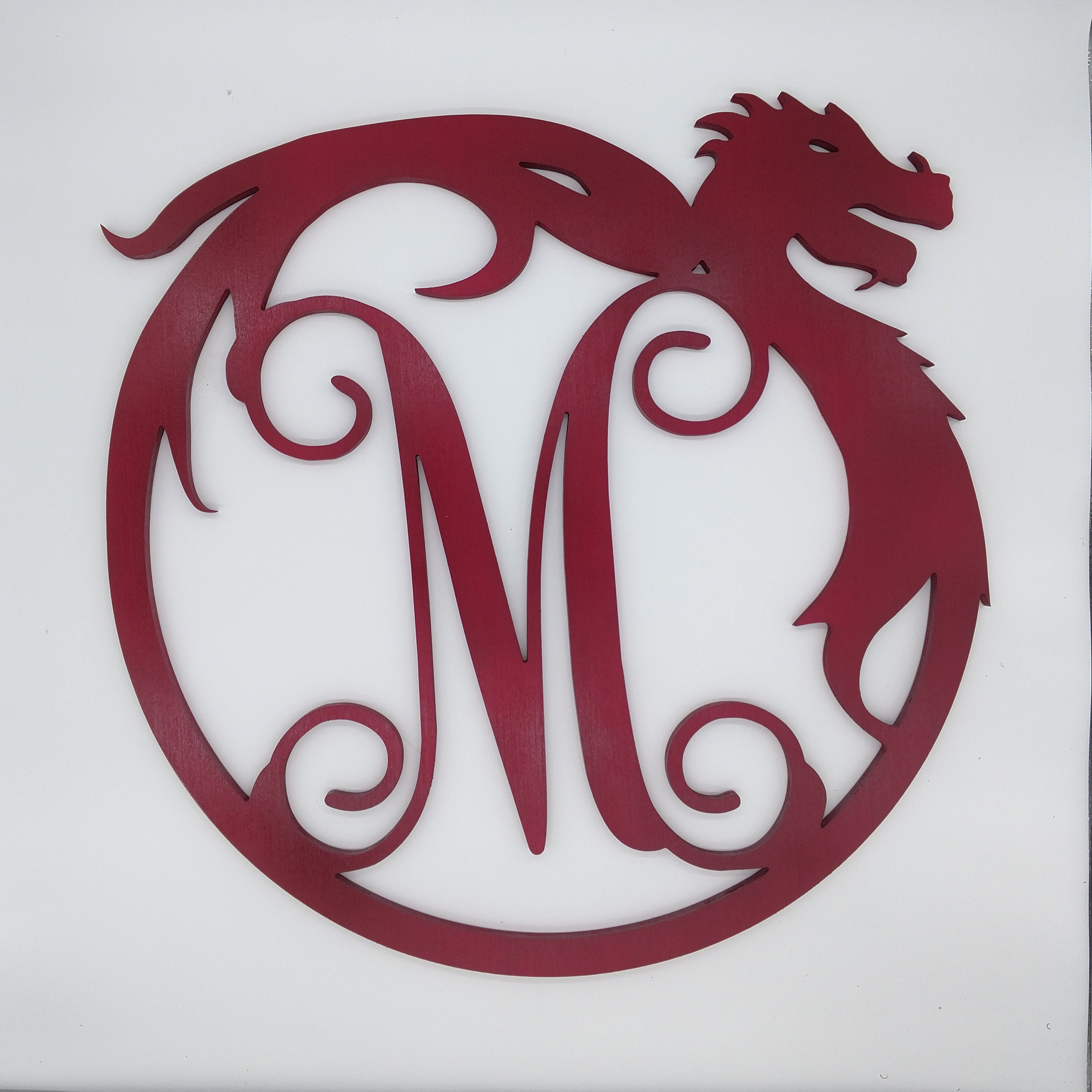 Round Dragon Monogram Sign | Etsy