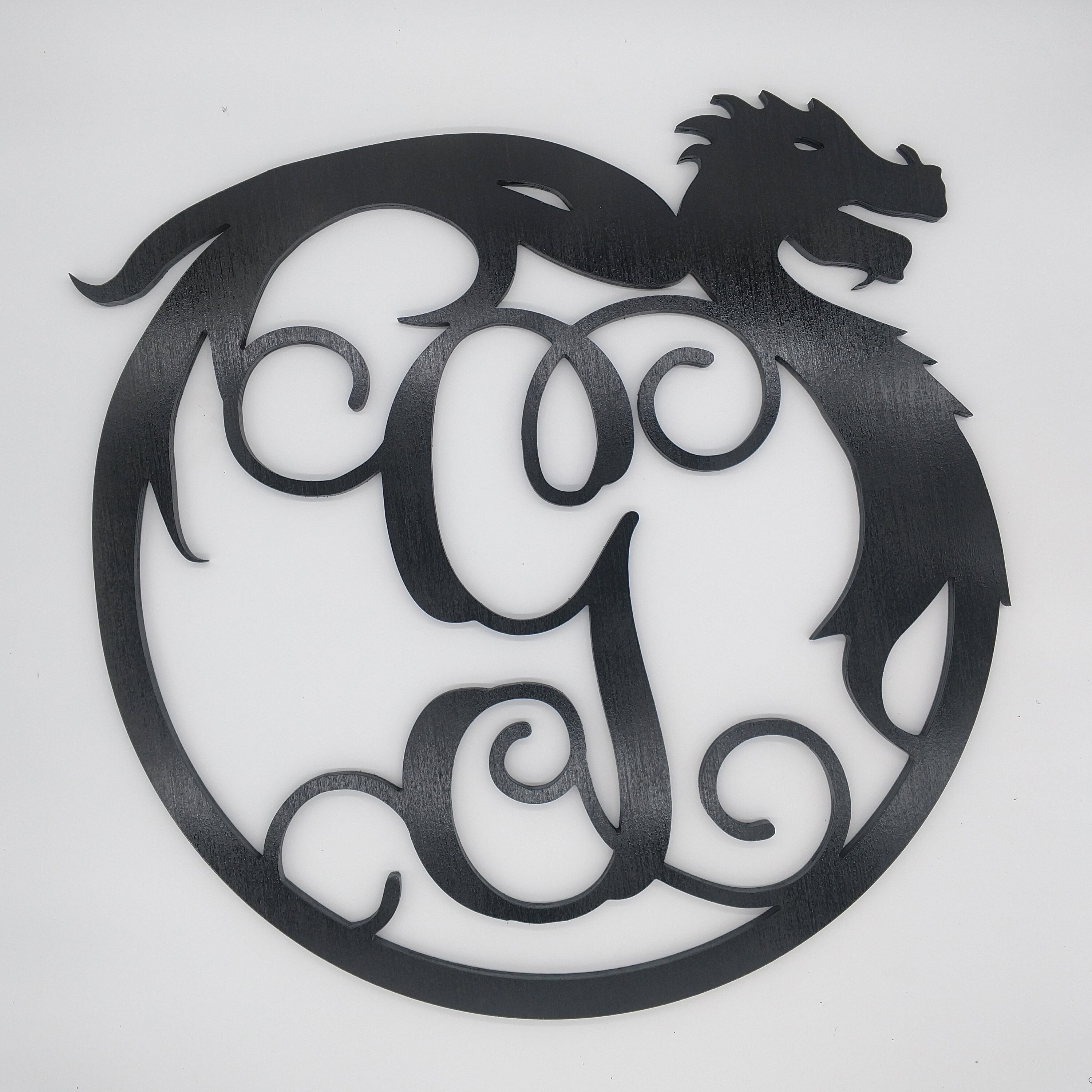 Round Dragon Monogram Sign | Etsy