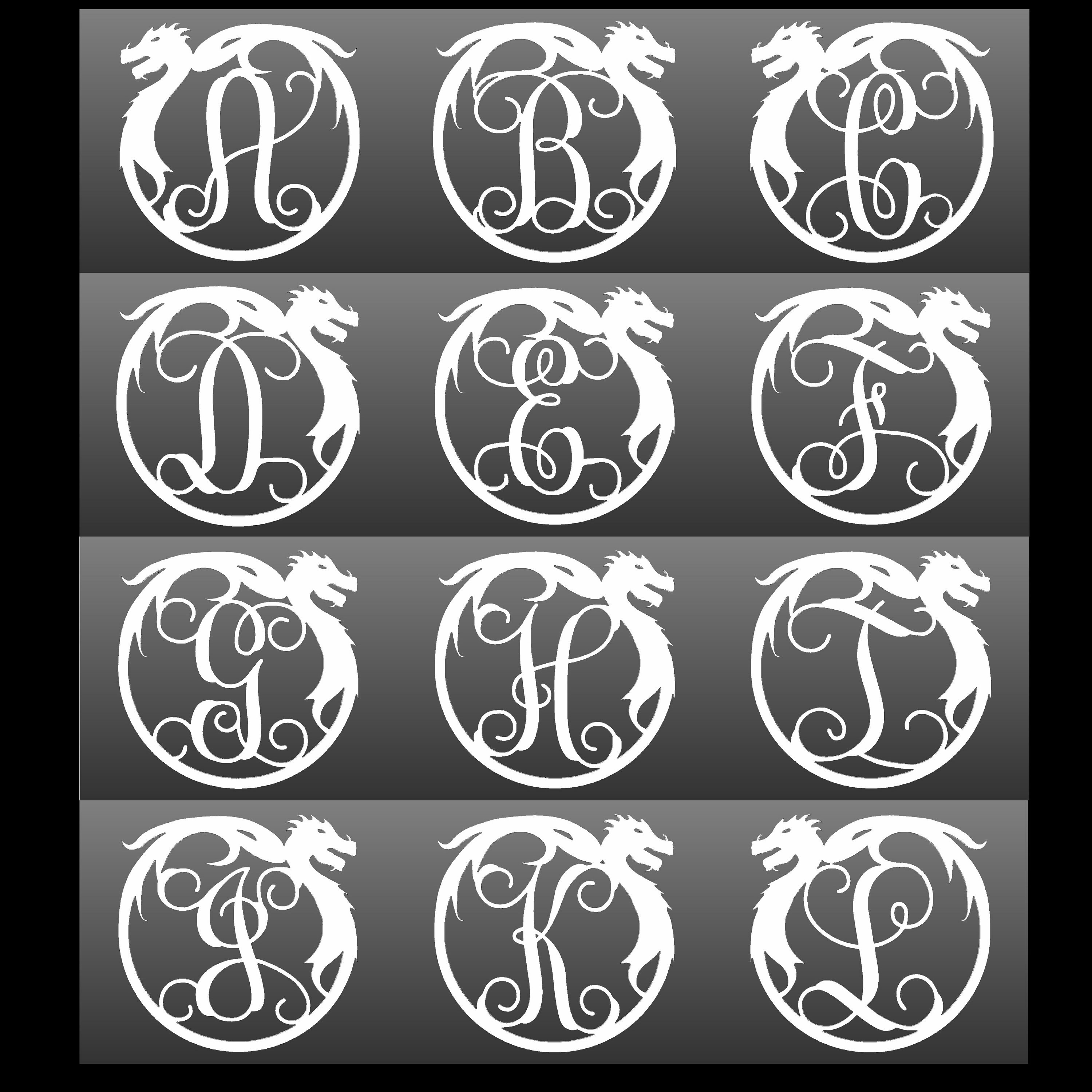 Round Dragon Monogram Sign | Etsy