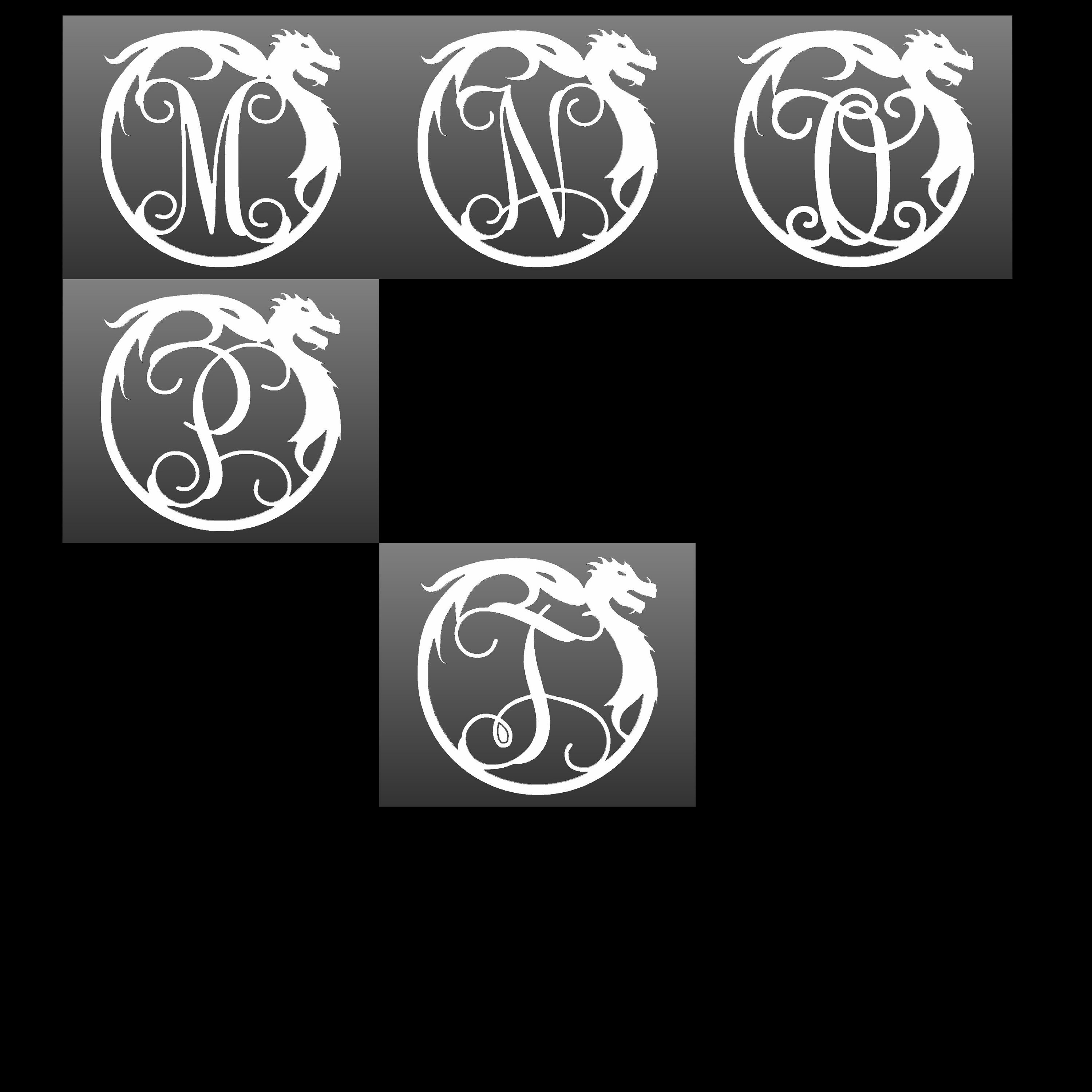 Round Dragon Monogram Sign | Etsy