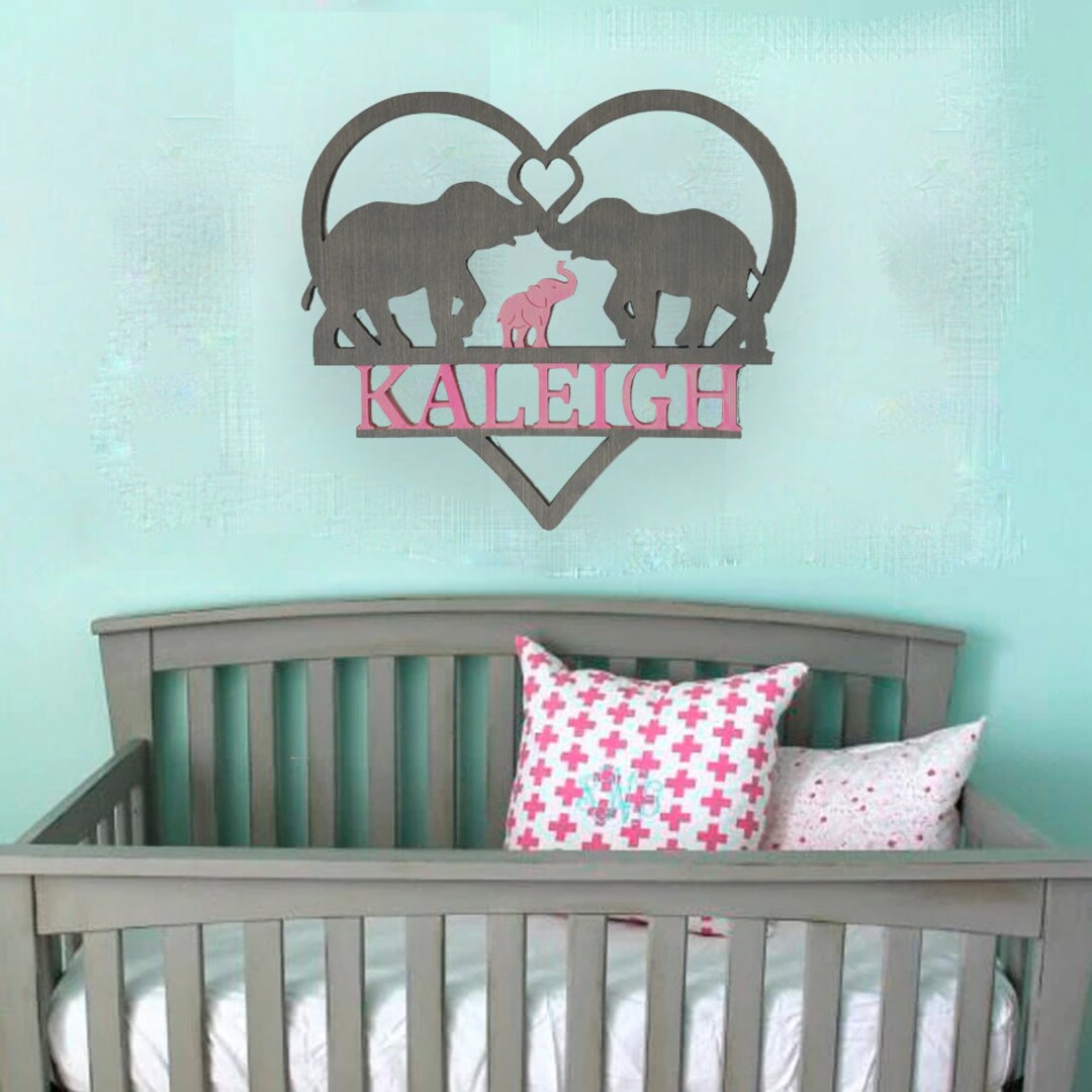 Elephant Nursery Name Sign - Etsy
