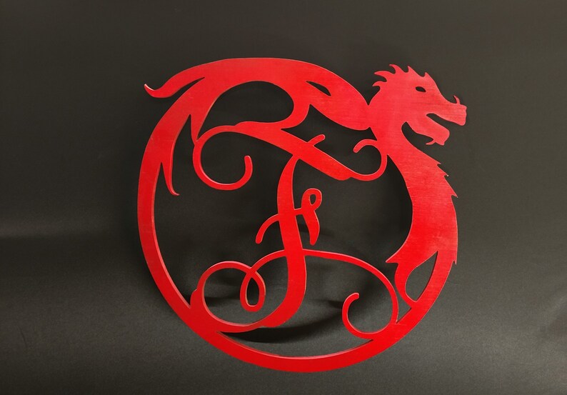 Round Dragon Monogram Sign | Etsy