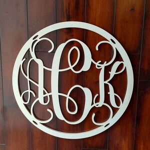 Round Wooden Monogram Initials - Etsy
