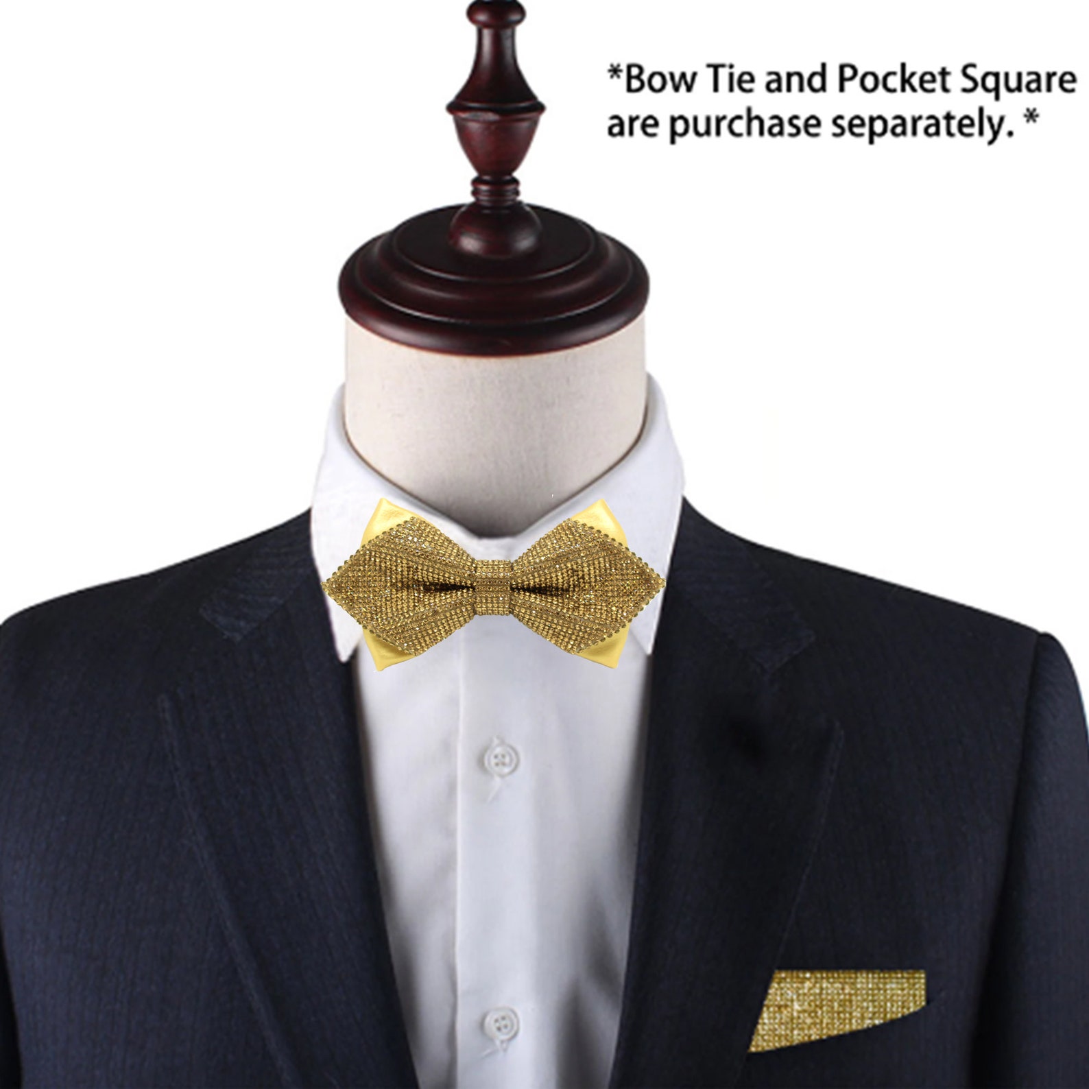 Gold Crystal Bow Tie Metallic Gold Bow Tie Black Rhinestones - Etsy