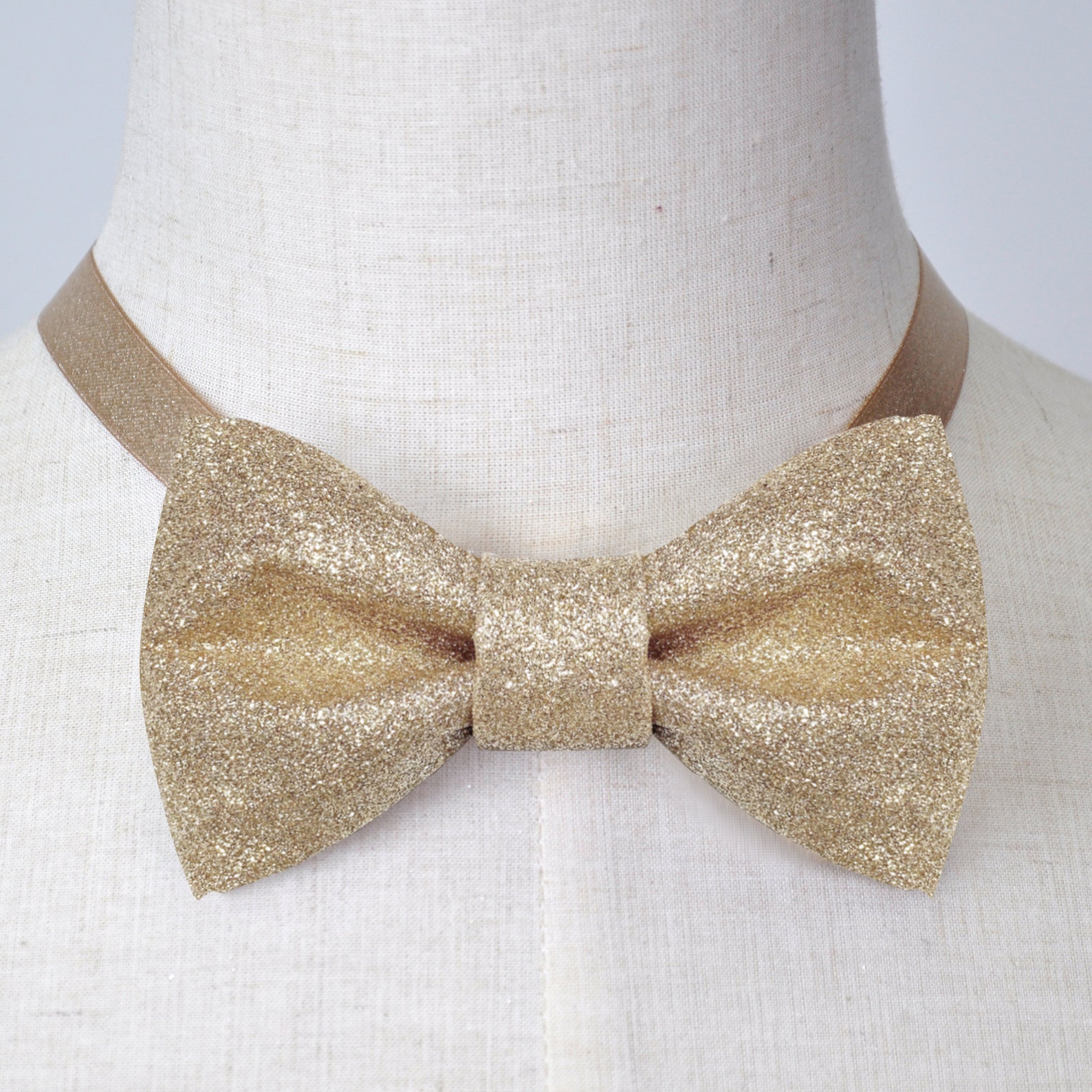 Champagne Bow Tie, Shiny Gold Bow Tie, Champagne Gold Glitter Bow Tie ...