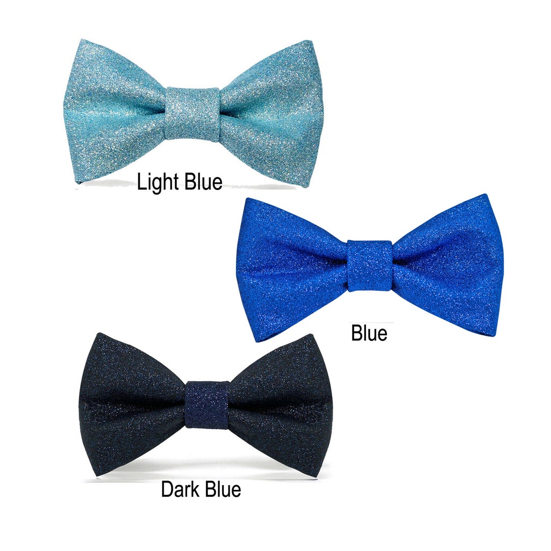 Blue Bow Tie for Men Dark Blue Glitter Bow Tie for Wedding Groom Light ...