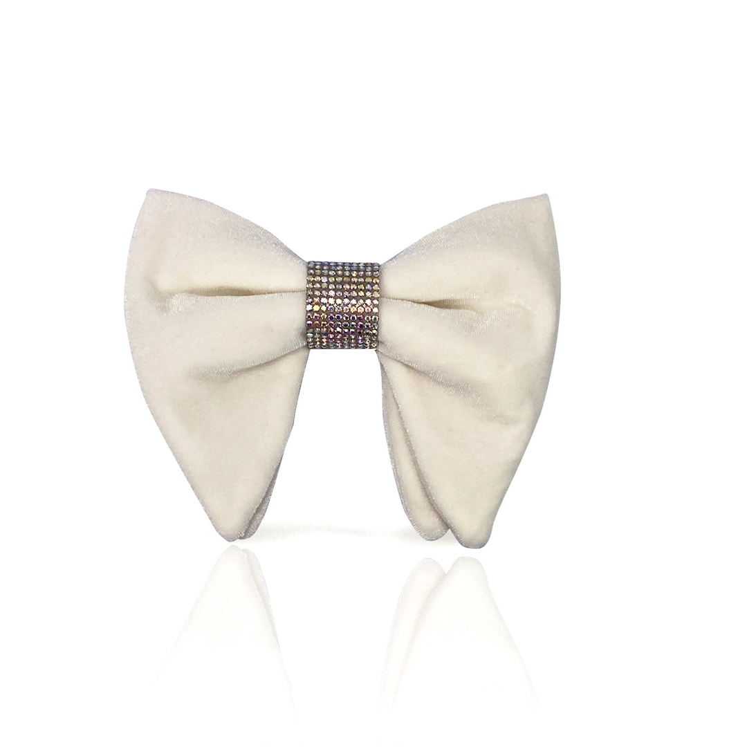 Off White Tuxedo Bow Tie With Rhinestones | off White Oversized Bow Tie ...