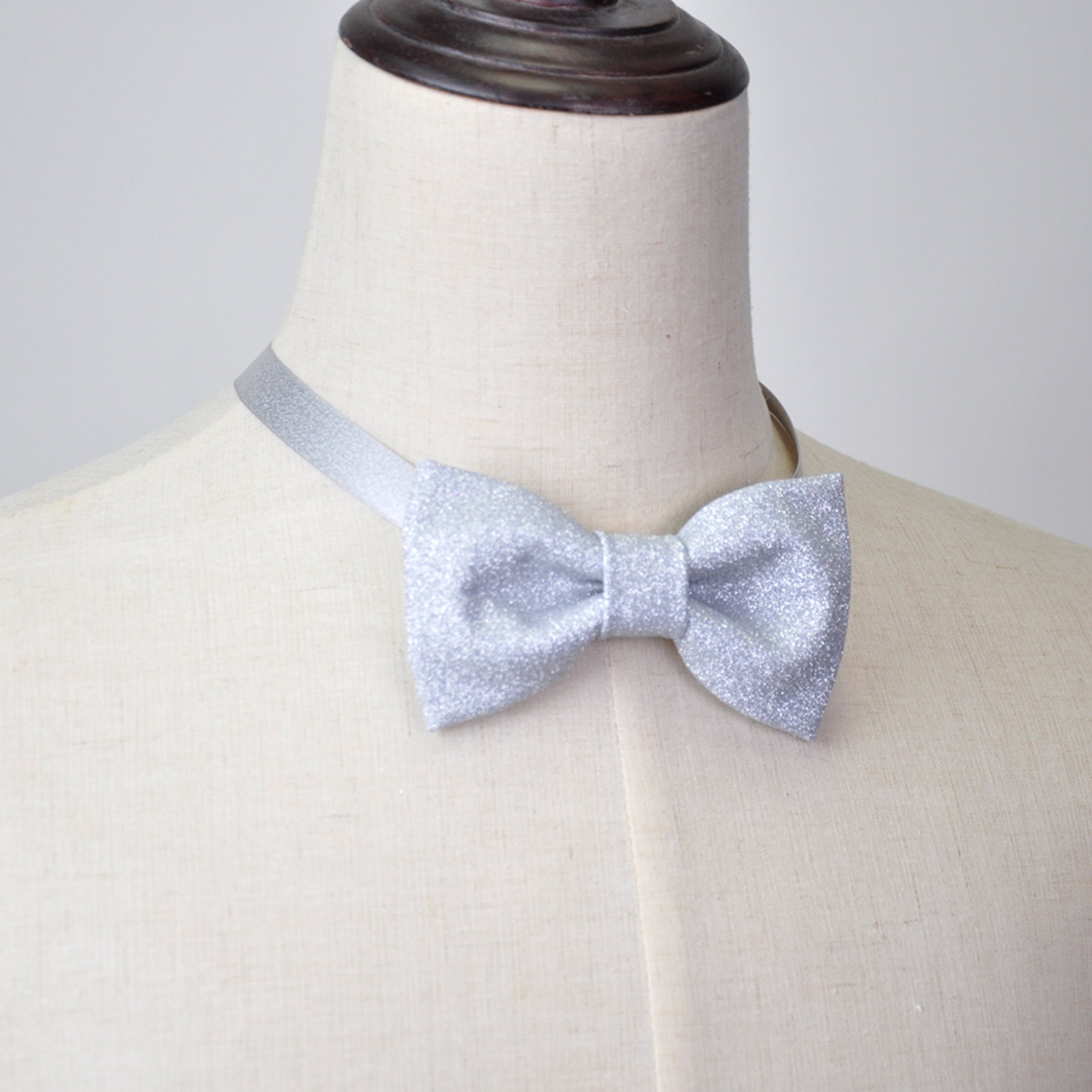 Silver Bow Tie Silver Glitter Bow Tie for Men Prefect for - Etsy