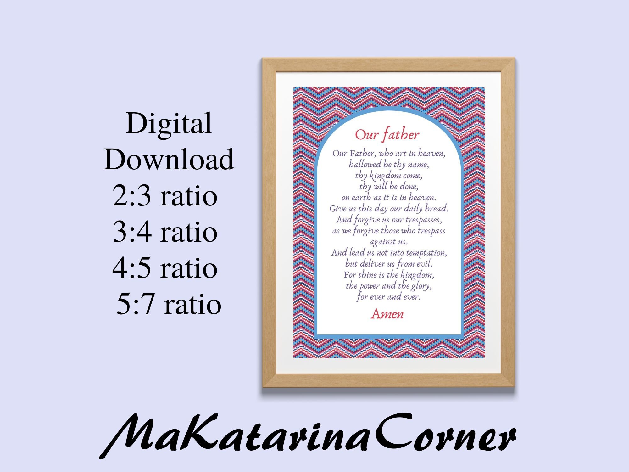 Our Father Prayer Print, Lord's Prayer, Bible Verse Art, Christian Wall ...