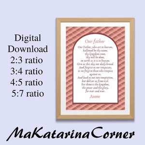 Our Father Prayer Print, Lord's Prayer, Bible Verse Art, Christian Gift ...