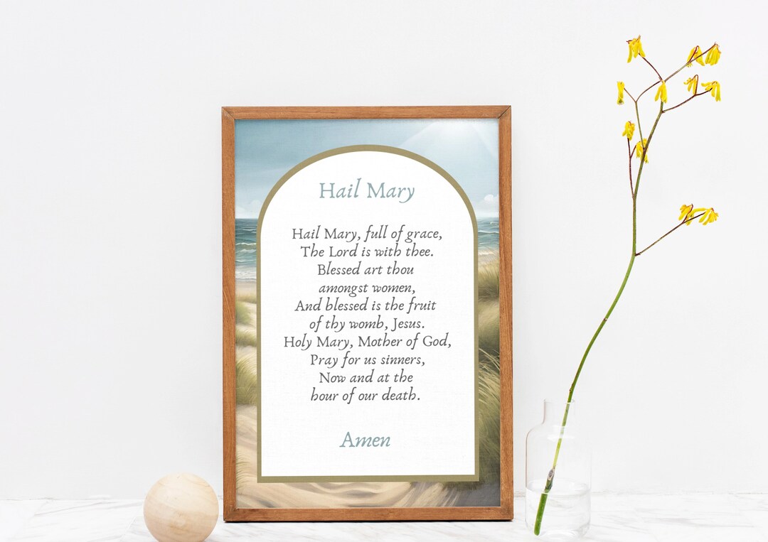 Hail Mary Prayer Print Virgin Mary Prayer Mother of God - Etsy