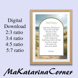 Hail Mary Prayer Print, Virgin Mary Prayer, Mother of God Poster ...