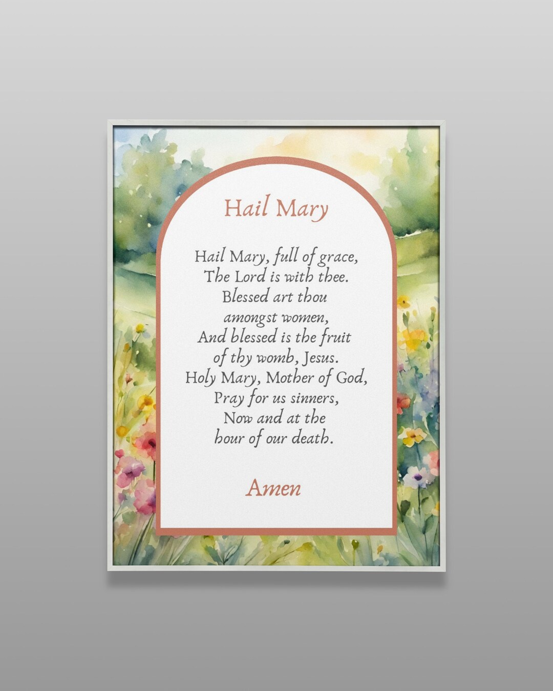 Hail Mary Prayer Print Virgin Mary Wall Art Mother of God - Etsy