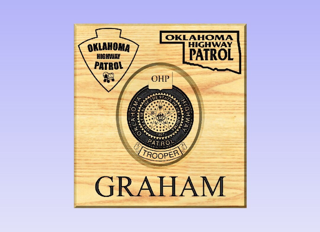 Oklahoma Highway Patrol OHP Campaign Hat Press / Plaque Approx 14.5x15 ...