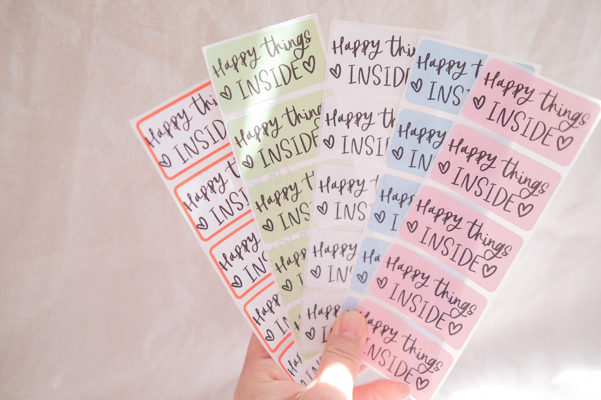 Happy Things Inside Sticker, Business Labels, Thank You Stickers ...