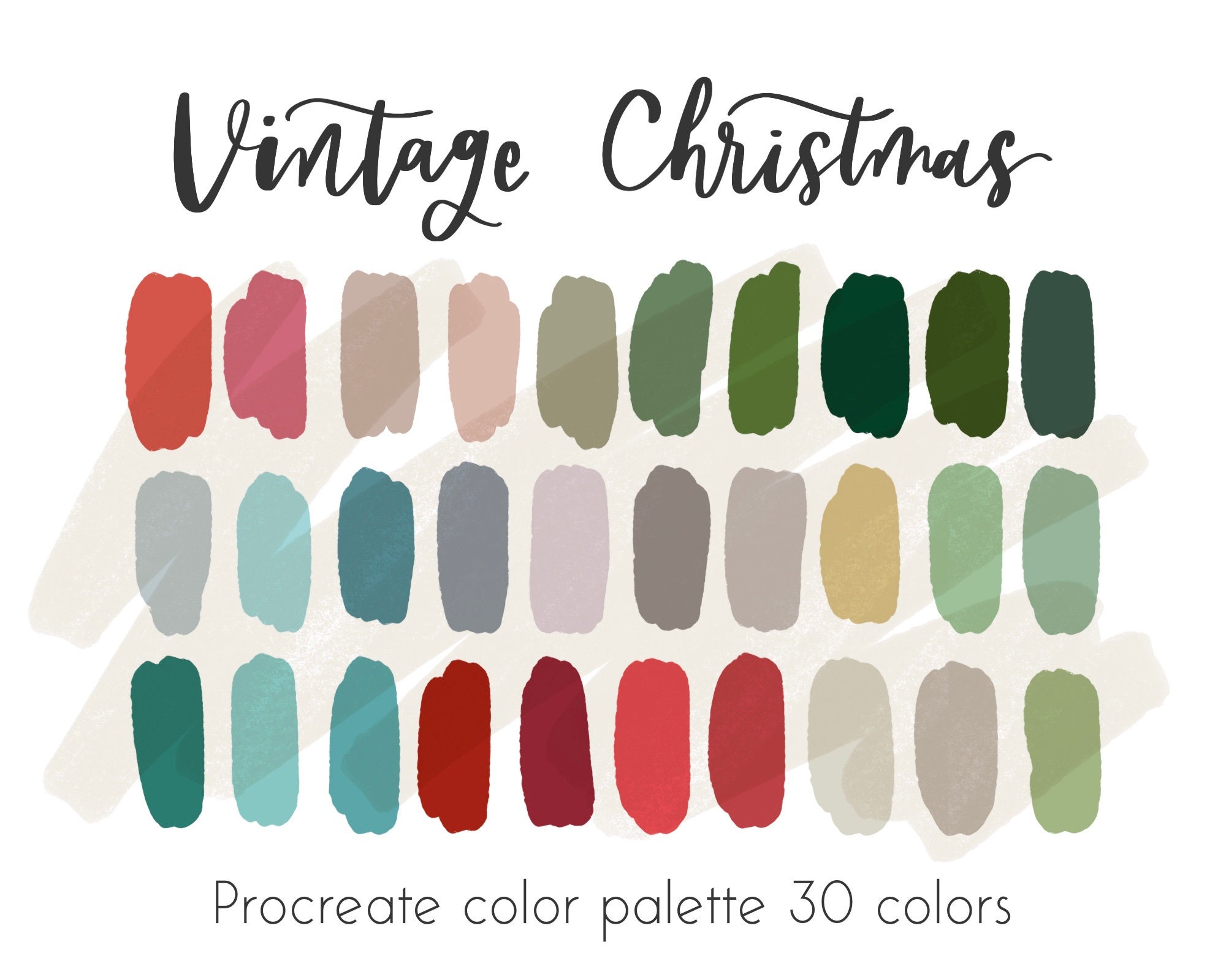 Vintage Christmas Procreate Color Palette Procreate Tool Etsy