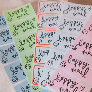 Happy Mail Labels, Shipping Stickers, Packing Labels, Small Business ...