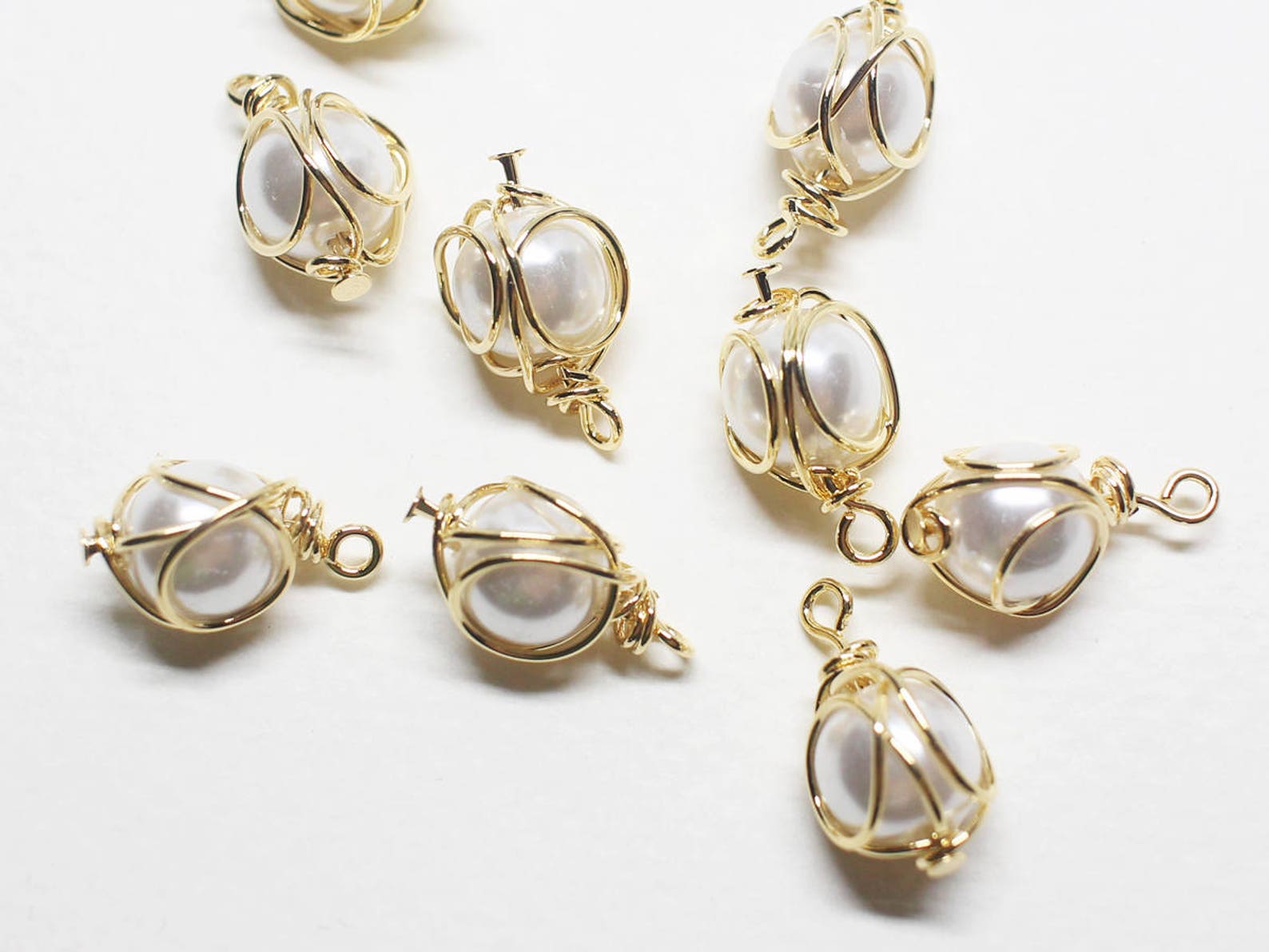 P0716/anti-tarnished Gold Plating Over Brass/wired Pearl - Etsy