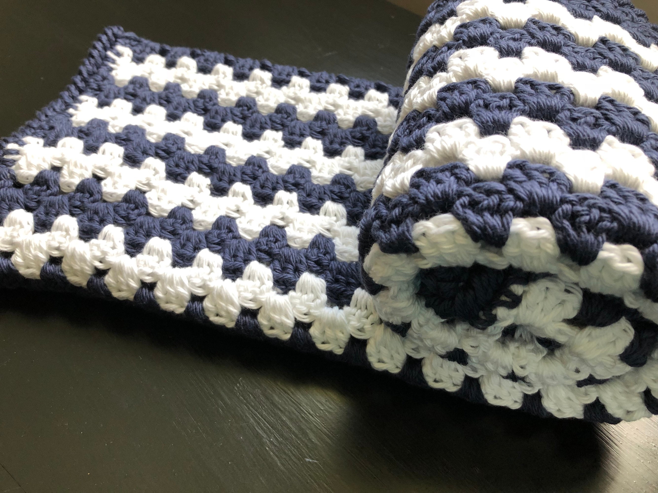Crochet Navy Baby Blanket / Granny Stripe / Crib / Nursery / Nautical ...