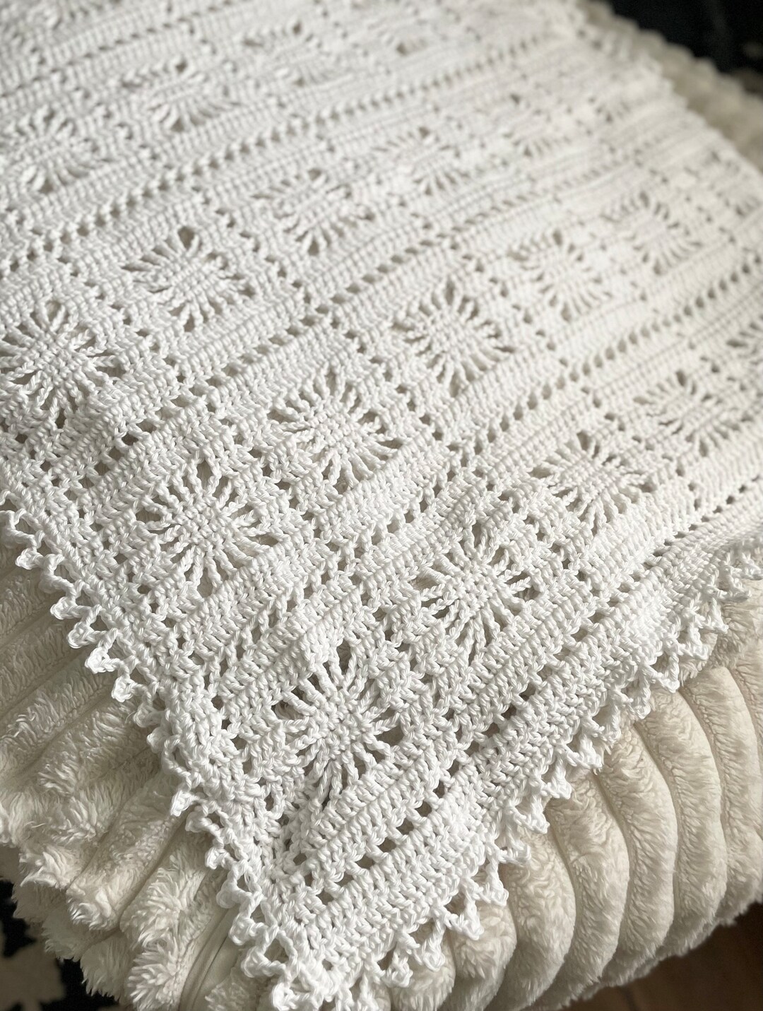 White Crochet Baby Blanket: Open Weave Cotton Crib Blanket - Etsy