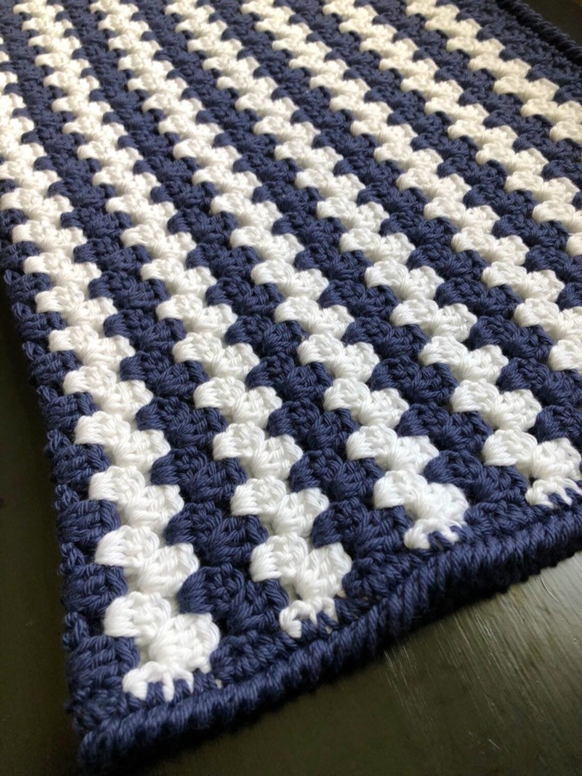 Crochet Navy Baby Blanket / Granny Stripe / Crib / Nursery / Nautical ...