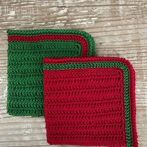 CHRISTMAS / Plain Red & Green Edge Dishcloths / Dish Rags / 100% ...
