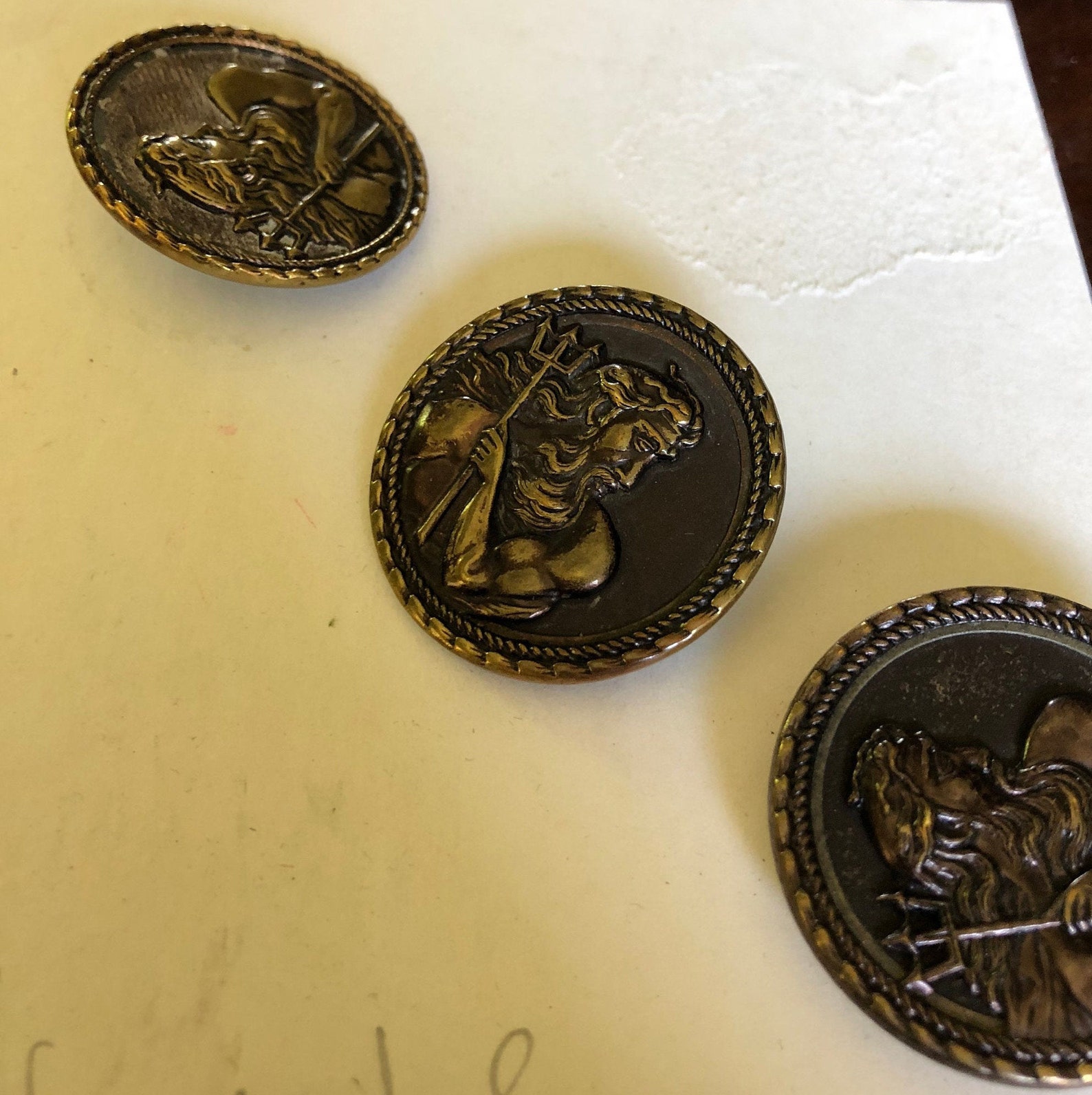 Antique German Large Metal Buttons With Embossed Image of Neptune - Etsy
